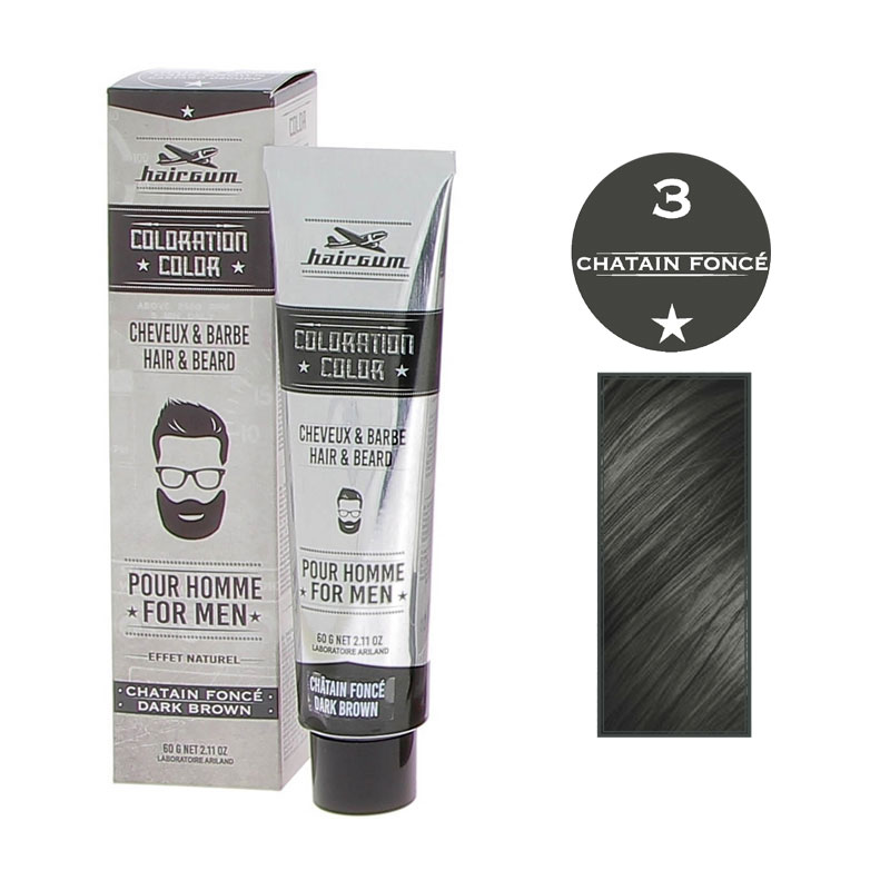 Coloration pour homme cheveux & barbe 3 châtain foncé ...